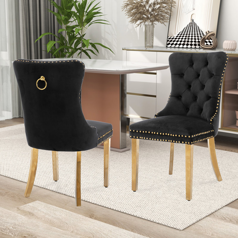 House of Hampton® Geddy Tufted Velvet Solid Back Side Chair | Wayfair