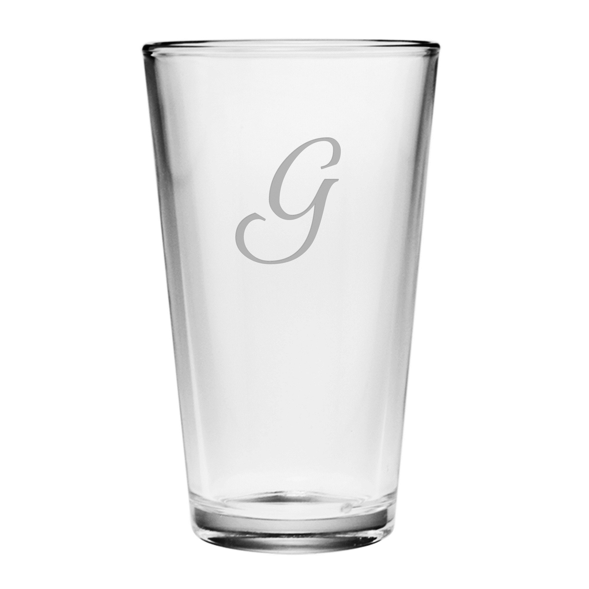 Susquehanna Glass Script Monogram 16oz. Pint Glass Set & Reviews | Wayfair