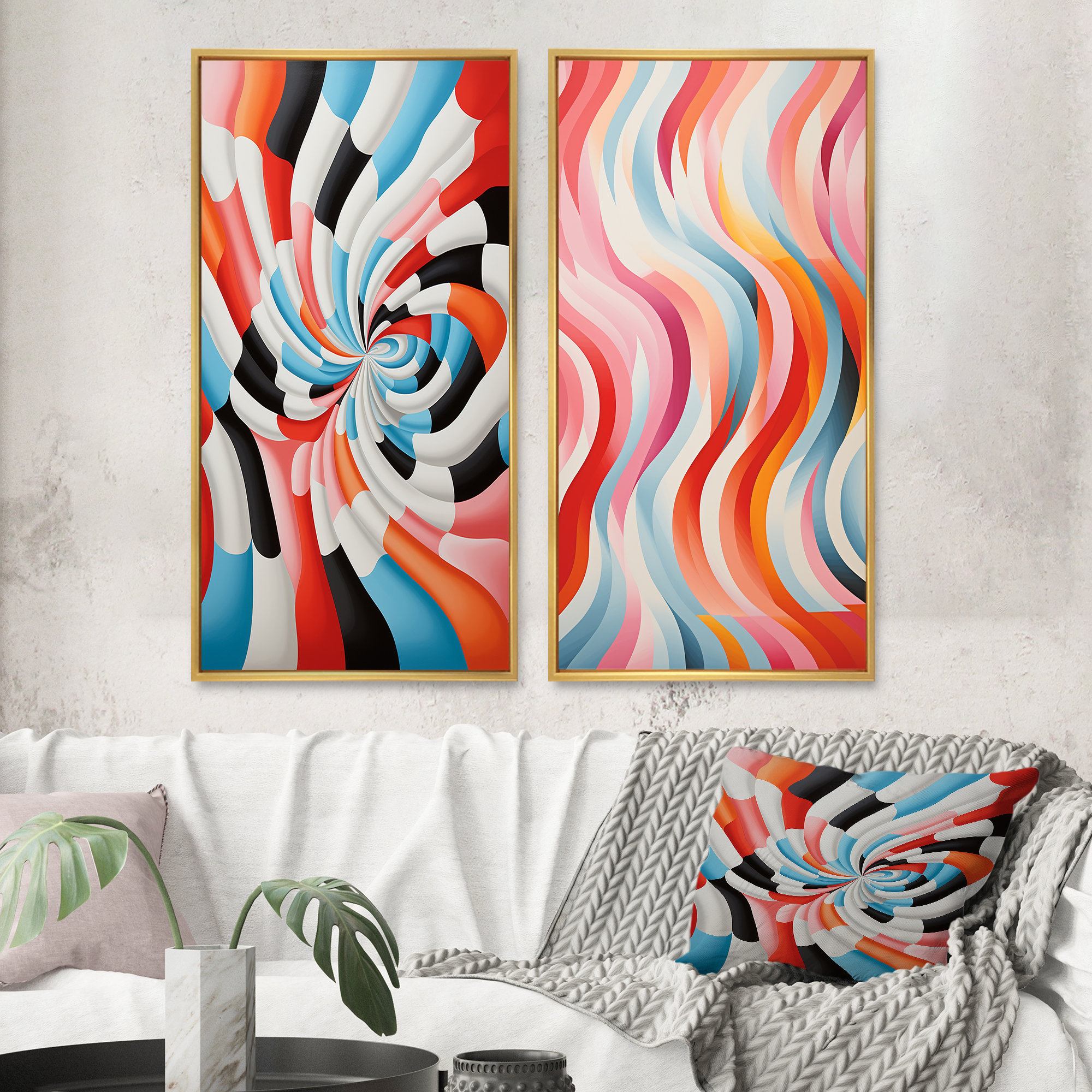 Ivy Bronx Colourful Op Art Surrealism - Wall Art Decor Set Of 2 ...