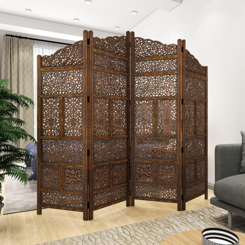 Bungalow Rose Brown Wood Handmade Foldable Arched Partition & Reviews ...