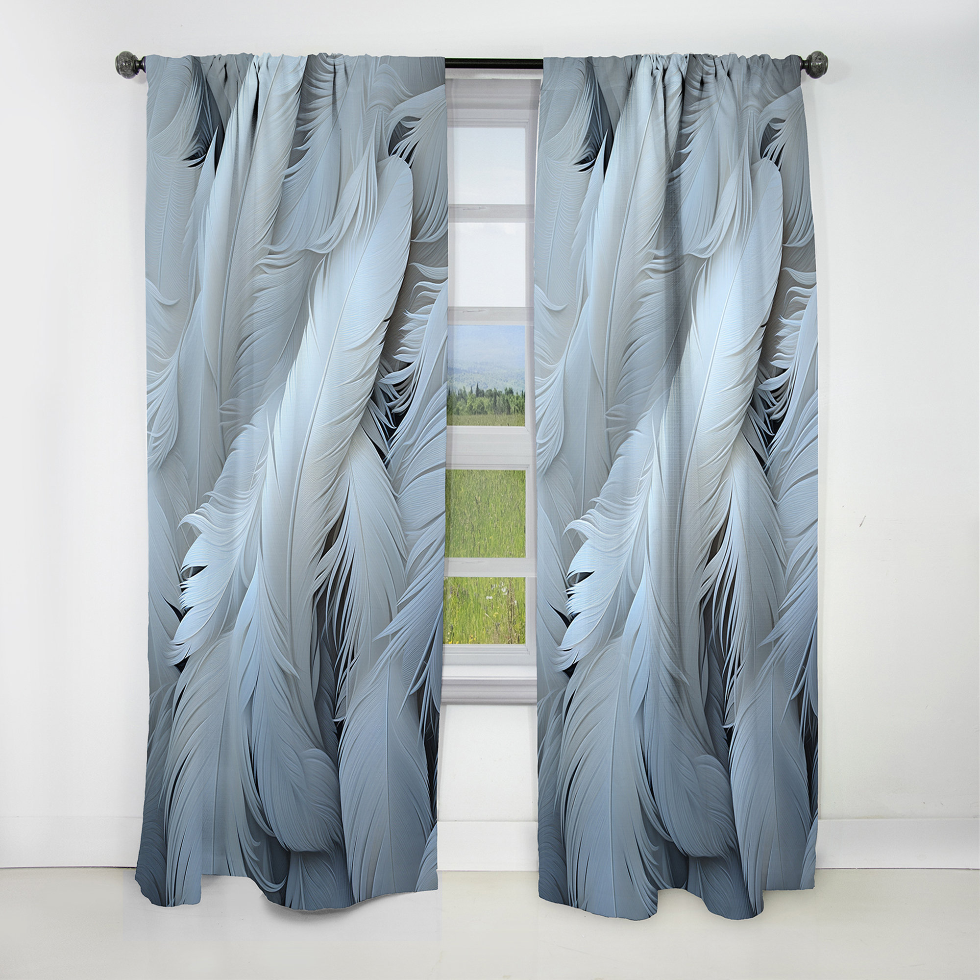 Design Art Light As A Feather - Feathers Curtain - Blackout Floral ...