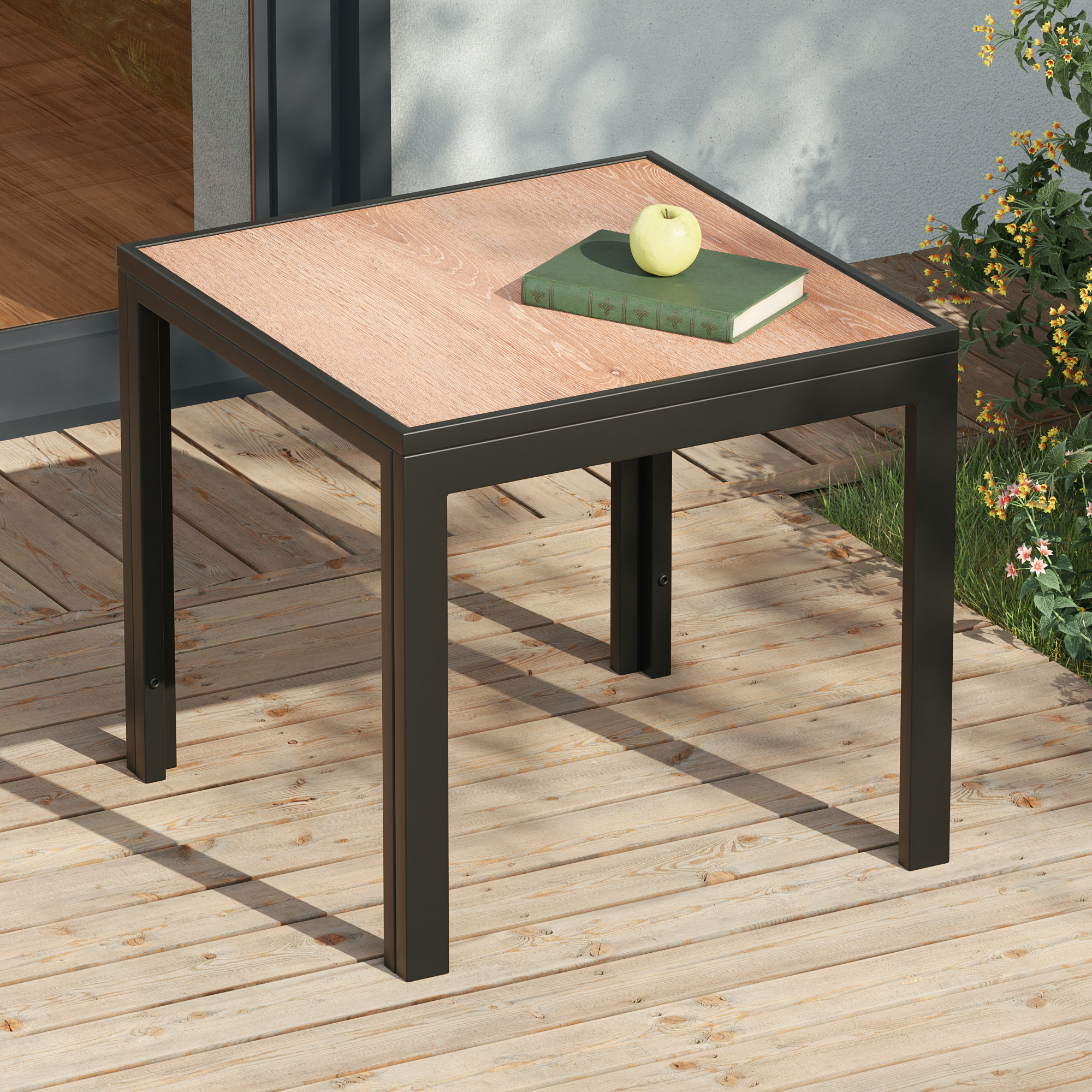 Ebern Designs Patio Side Square Table, All-Weather Conversation Sets ...