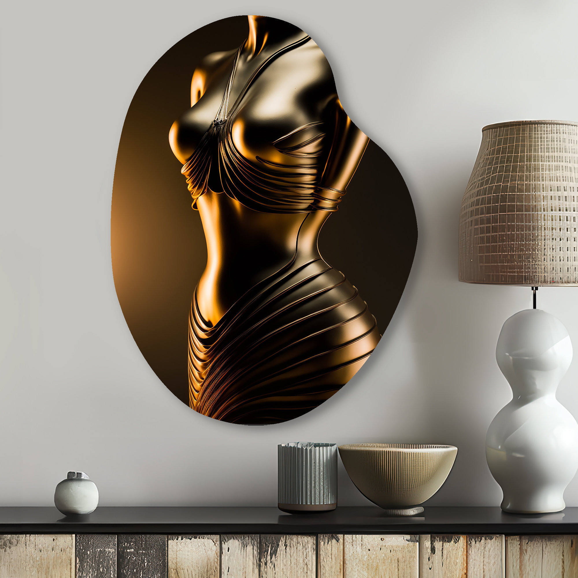 Mercer41 Stylish Golden Dress Mannequin I - Modern Woman Pear Shape ...