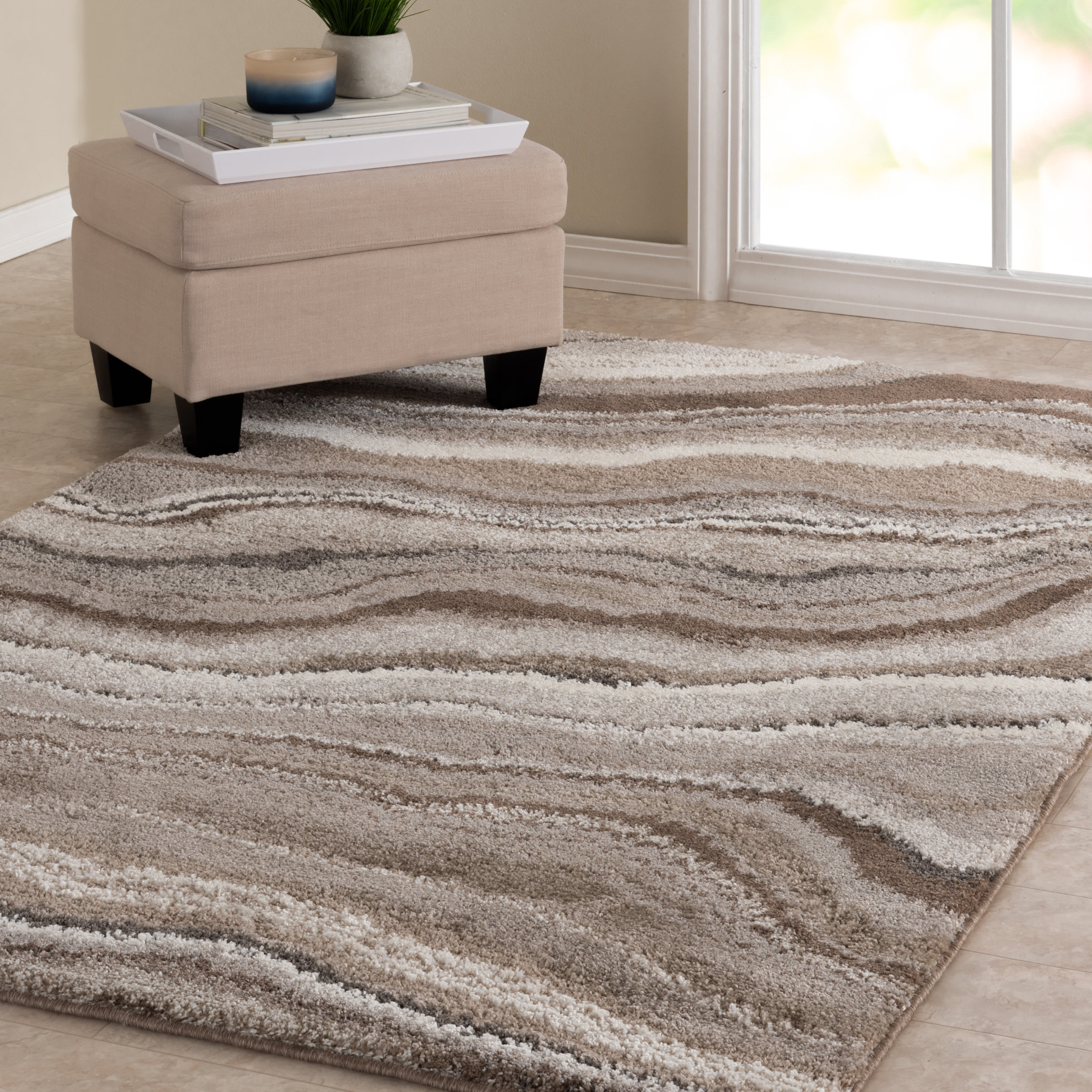 Orren Ellis Rectangle Basquez Power Loom Abstract Area Rug in Gray ...