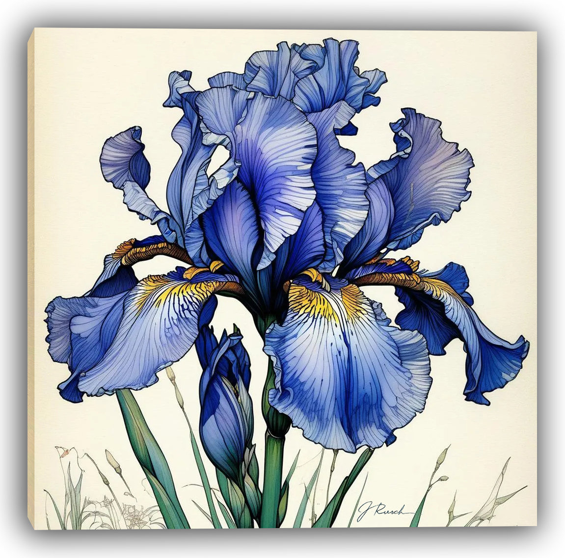 Lark Manor™ Azure Majesty Iris Bloom Wrapped Canvas | Wayfair