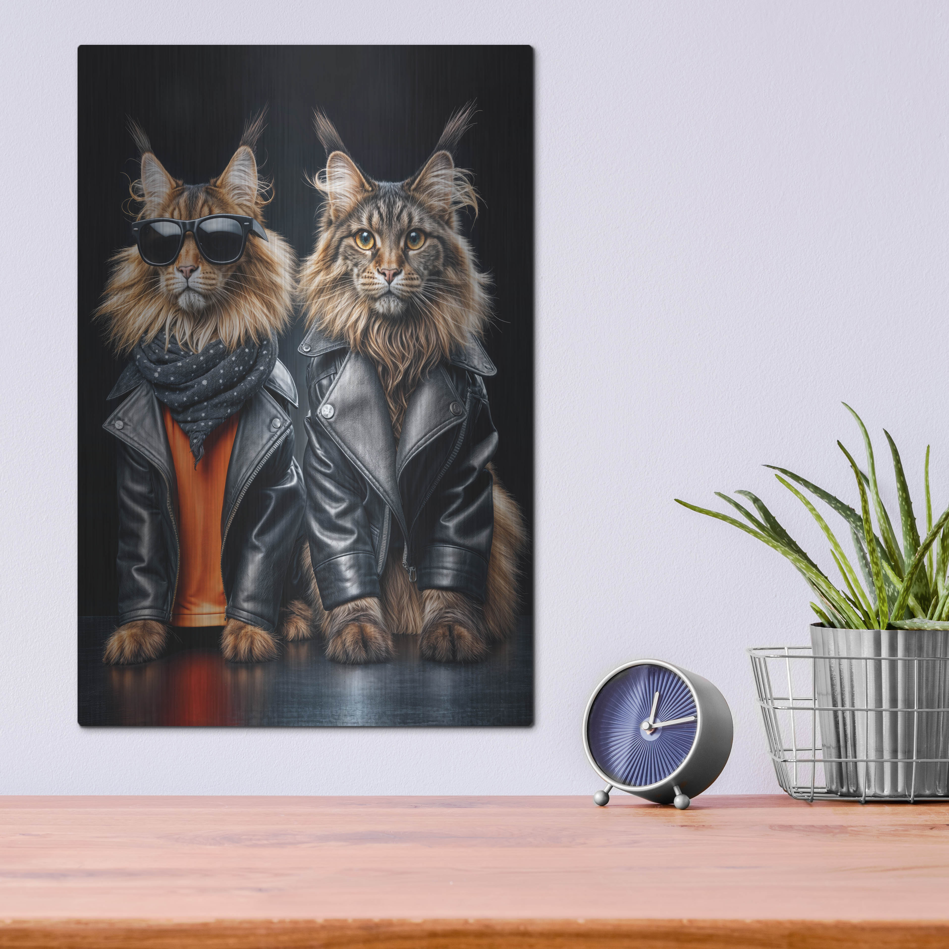 Trinx 'Cats - Feline Bros' by Rey Klimt Metal Wall Art | Wayfair