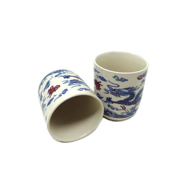 Alcott Hill® Set Of 6 Eastern Asian Design Ceramic Tea Cups White With ...