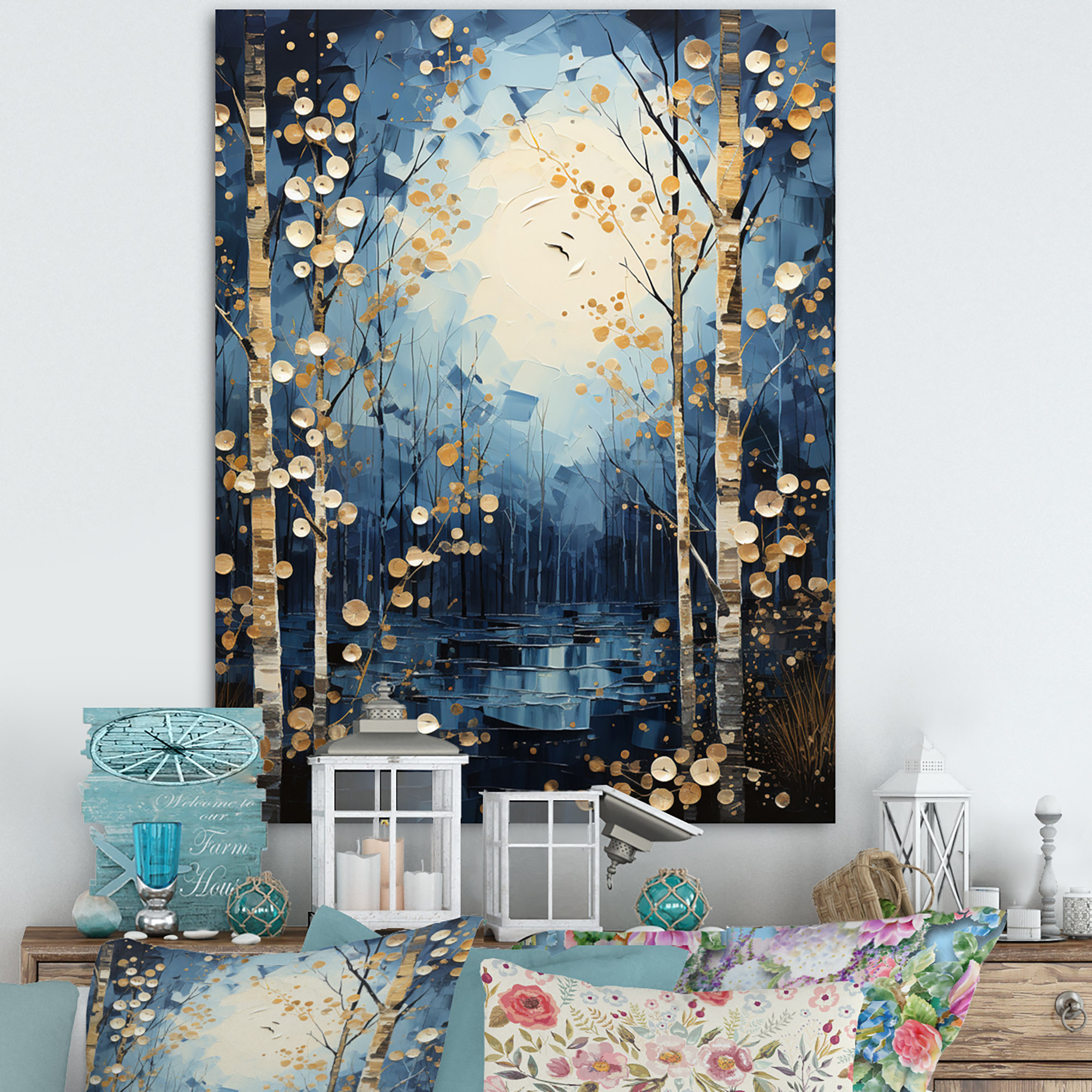 Red Barrel Studio® Lestine Birch Woods Moonlit Symphony VI On Canvas ...