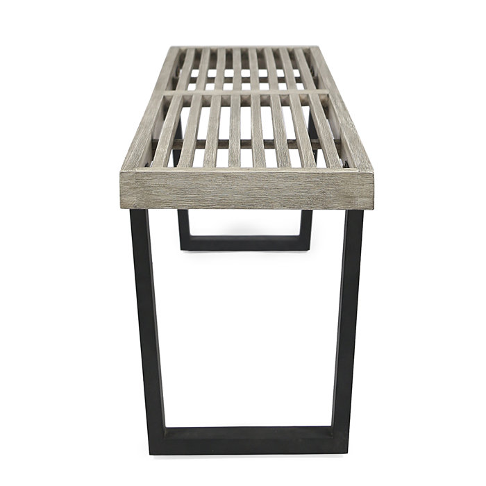 Union Rustic Yager Metal/Solid Wood Outdoor Bench & Reviews | Wayfair