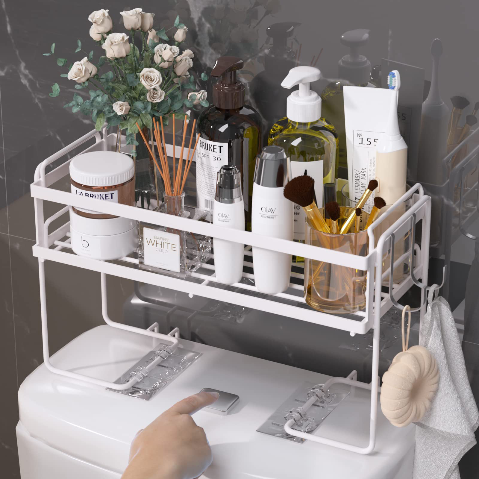 Rebrilliant Single Layer Bathroom Storage Rack And Over Toilet Storage ...