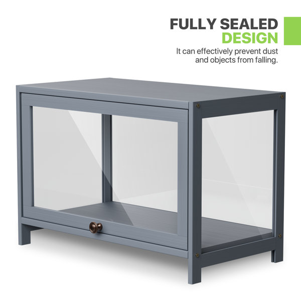 Magshion Modern 15.7" 1-Tier Transparent Display Cabinet Floor Standing ...
