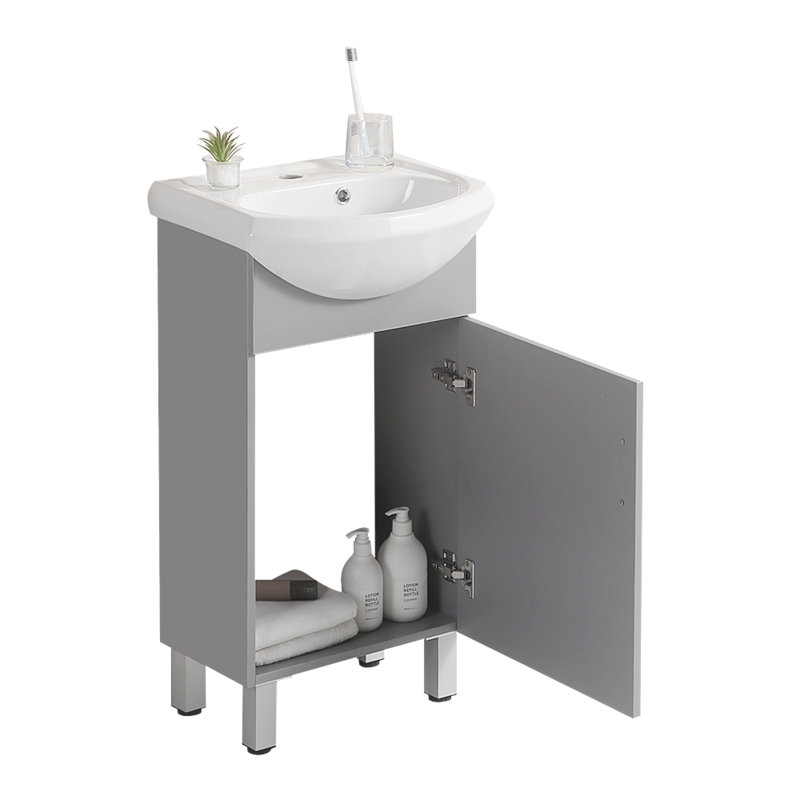 Ebern Designs Compact 18" grey bathroom vanity: space-saving mini ...