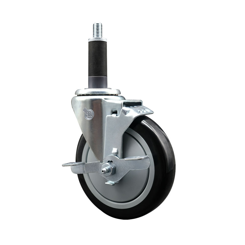 Service Caster Poly Swivel 1 Inch Expanding Stem Caster with Brake SCC ...