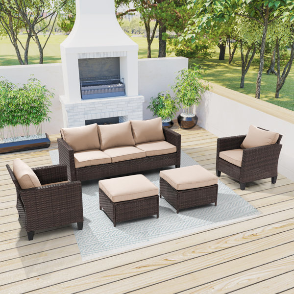 Winston Porter Pallua 5 Piece Sofa Seating Group with Cushions ...