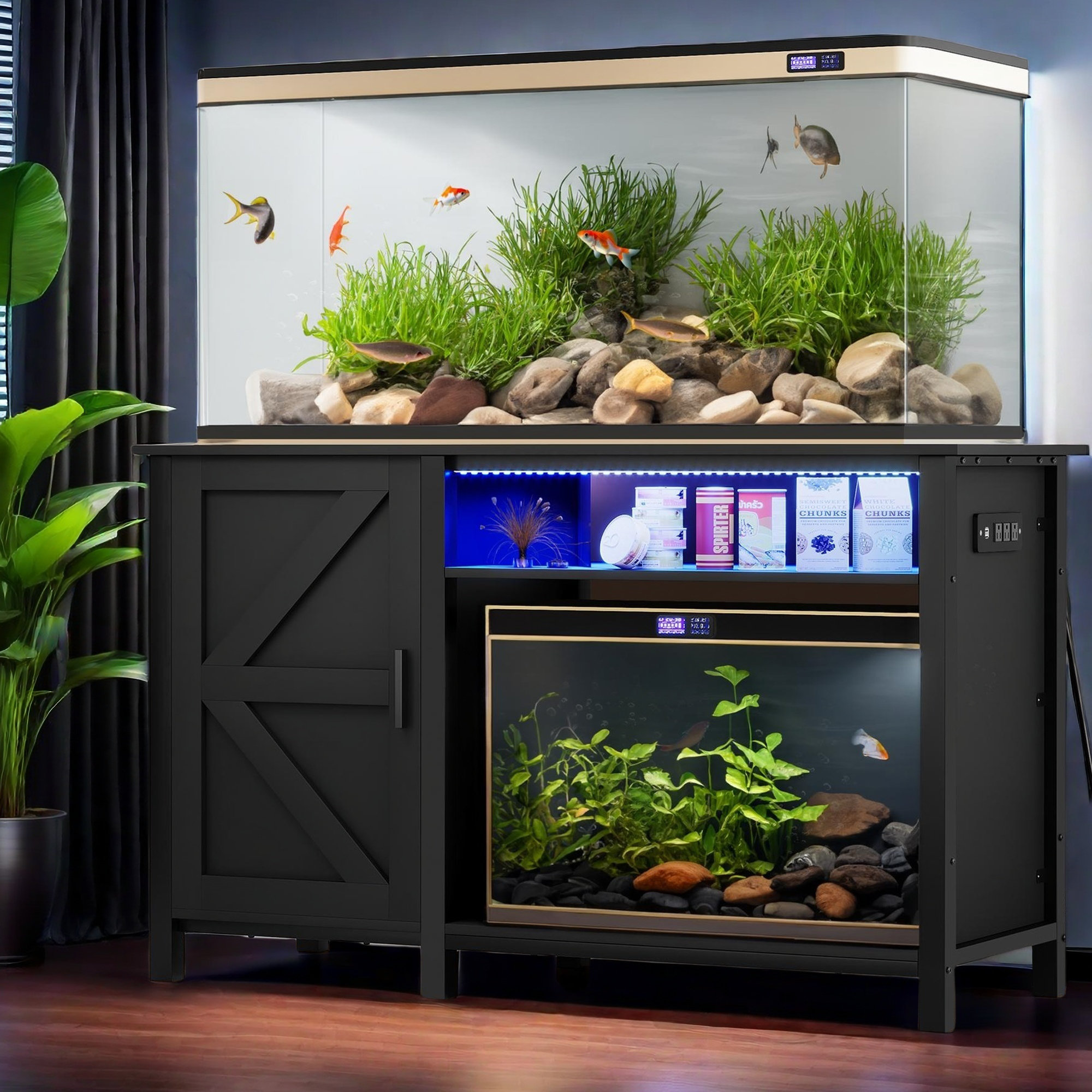 Tucker Murphy Pet™ Aquarium Stand for 55-75 Gallon Fish Tanks with RGB ...