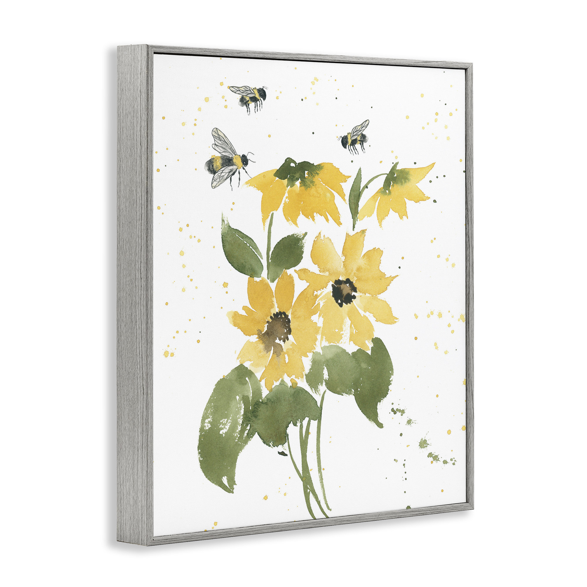 Stupell Industries Bumble Bees & Daisies Framed Giclee Art by Lucille ...