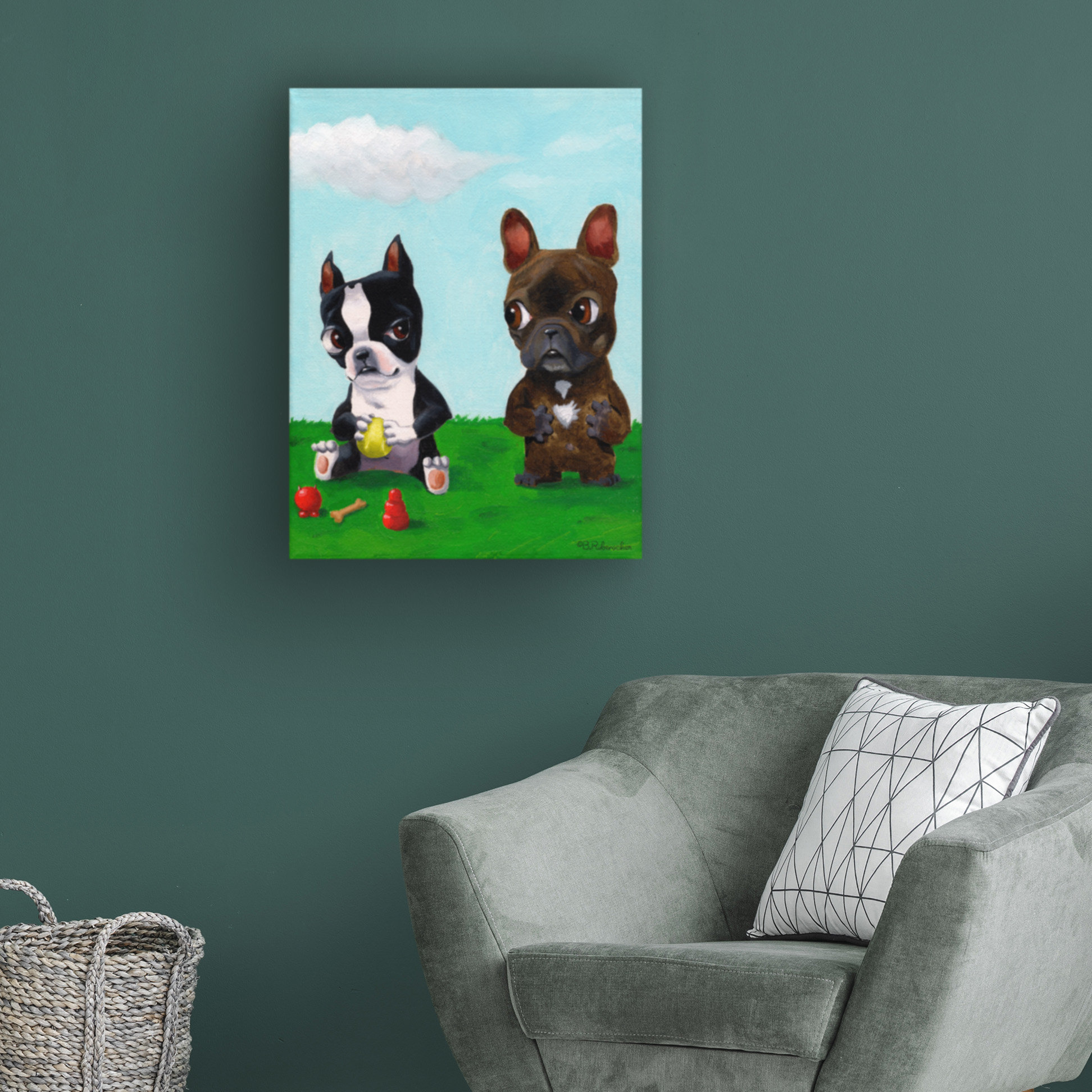 Trinx Boston and Frenchie by Brian Rubenacker - Wrapped Canvas Painting ...