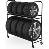 Rebrilliant Heavy-Duty Rolling Tire Rack With Adjustable Height ...