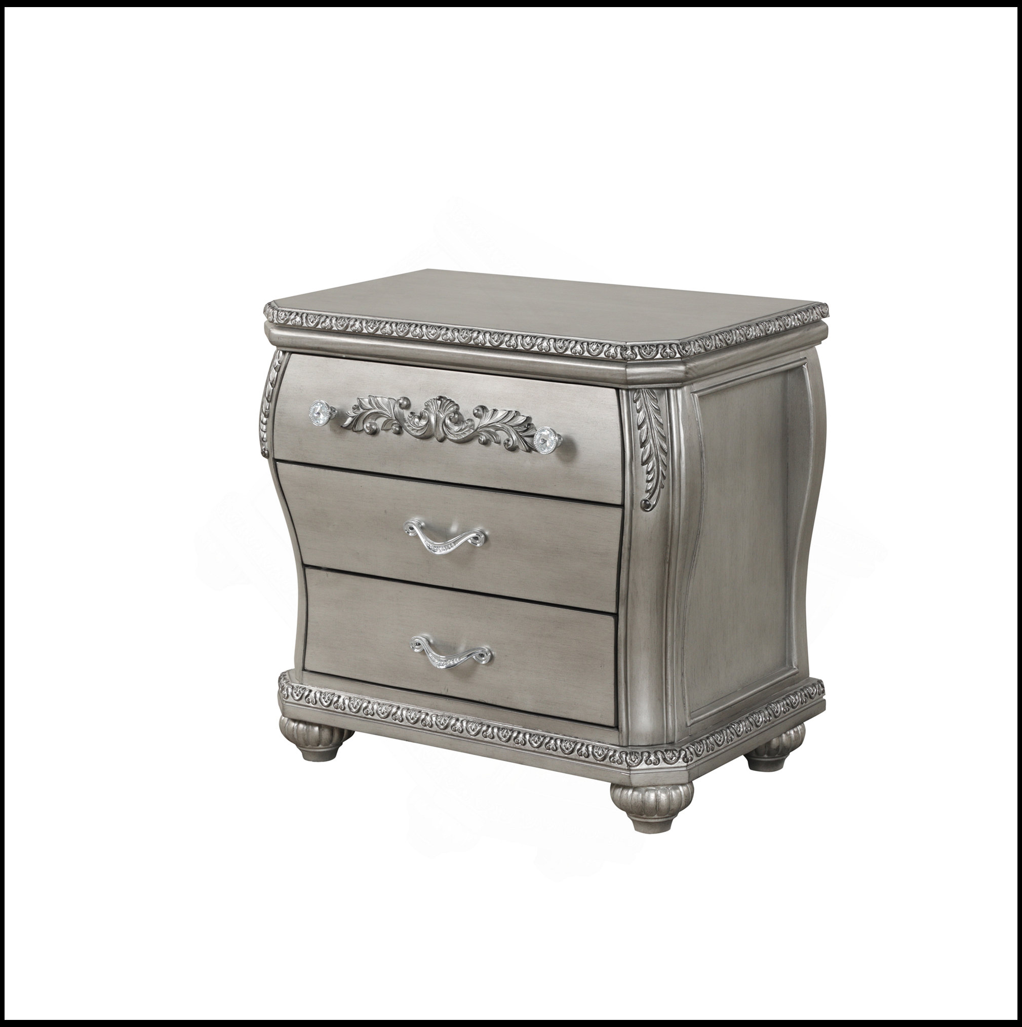 Canora Grey Destiny Traditional Style 3-Drawer Night Stand With Metal ...