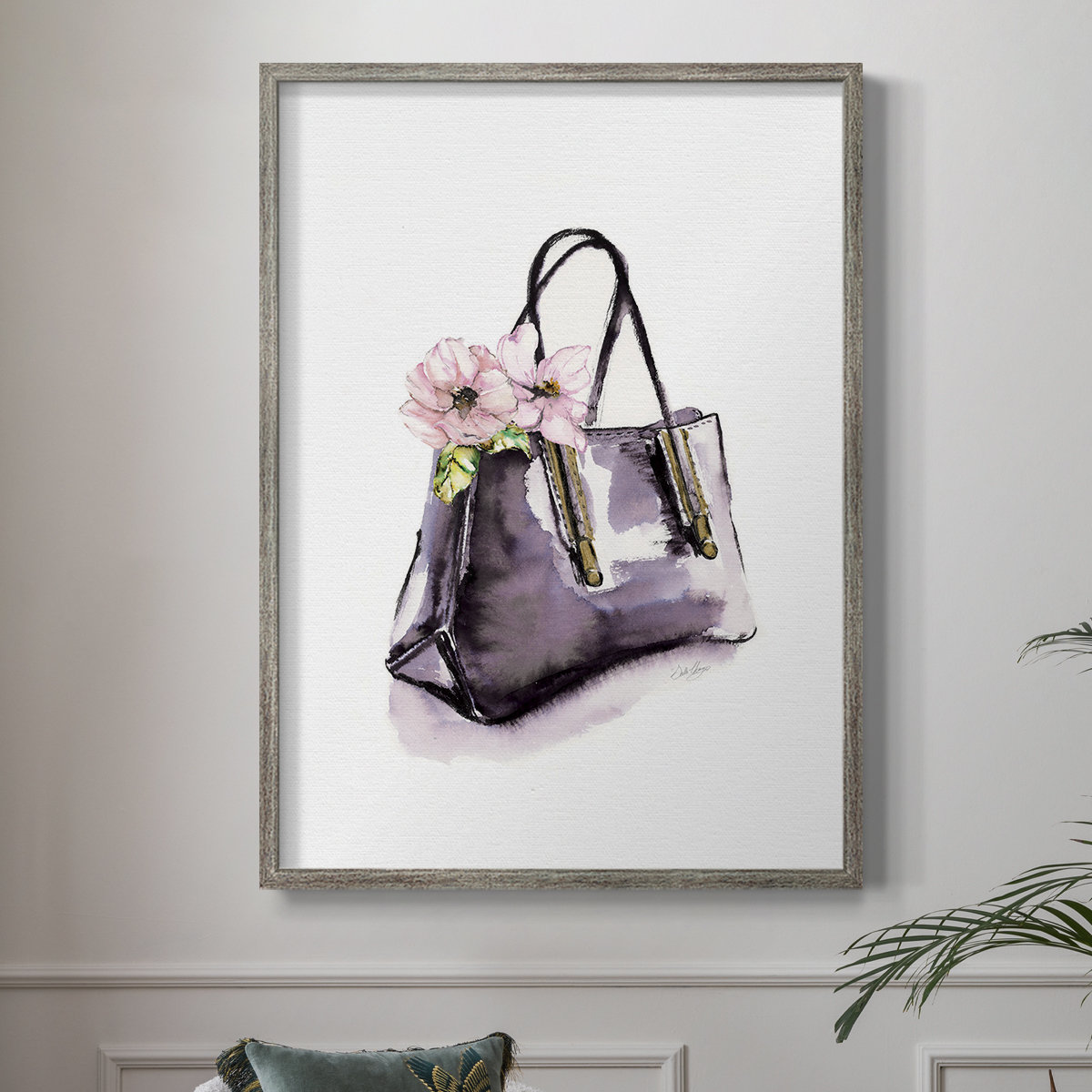 Red Barrel Studio® Handbag With Flower Framed Print - Solid Wood 47419 ...