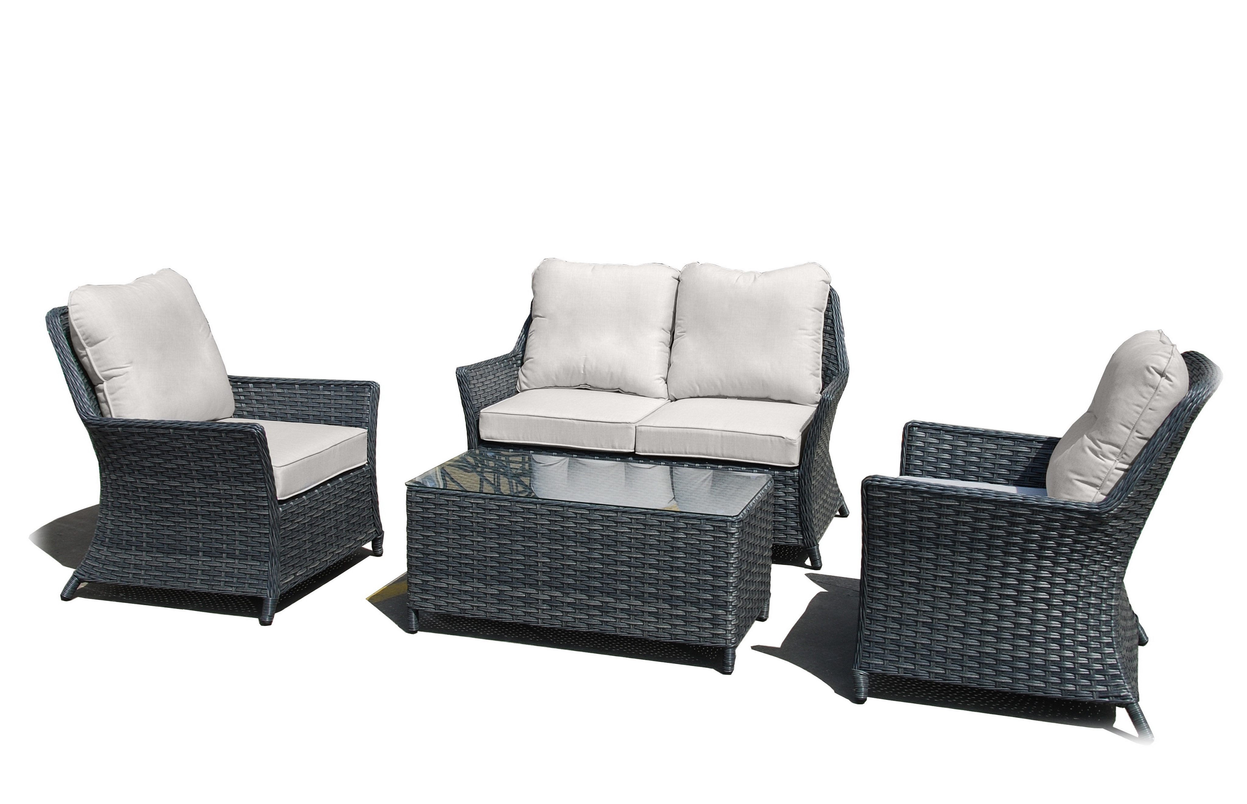 Red Barrel Studio Joanie 4 Pc Wicker Alum Love Seat Set With ...
