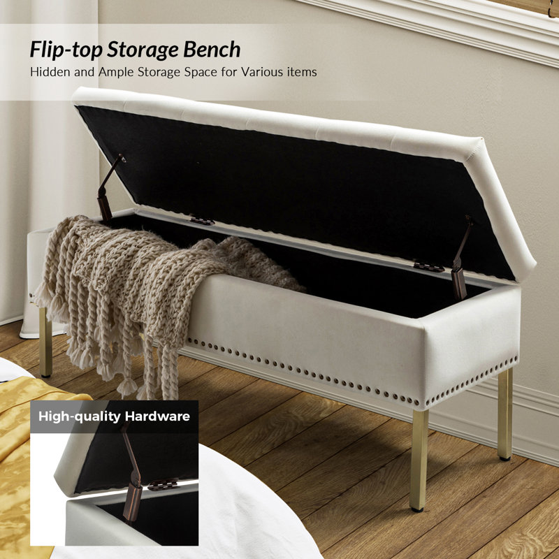 Willa Arlo™ Interiors Baily 46.5'' W Modern Velvet Storage Bench ...