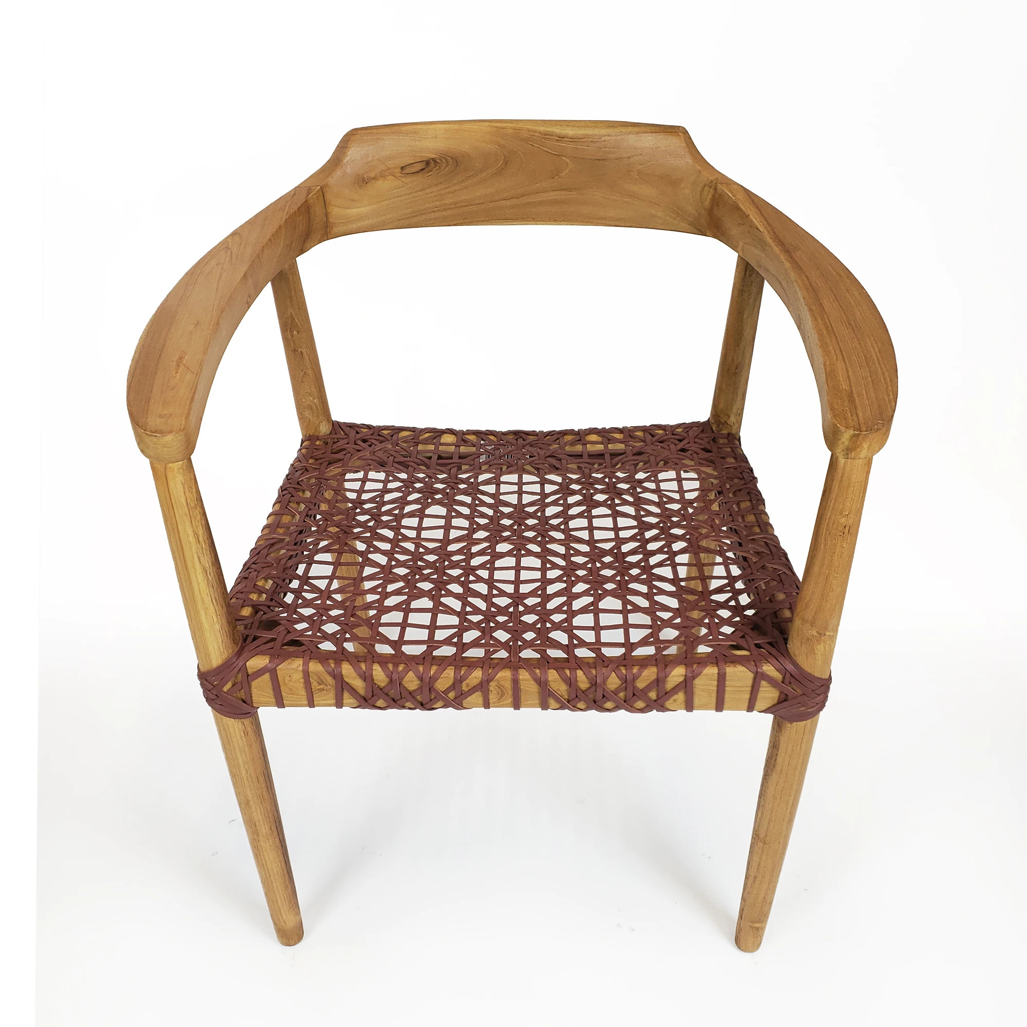 Corrigan Studio® Donashia Erline Teak Wood Frame Weaved Leather Seat ...
