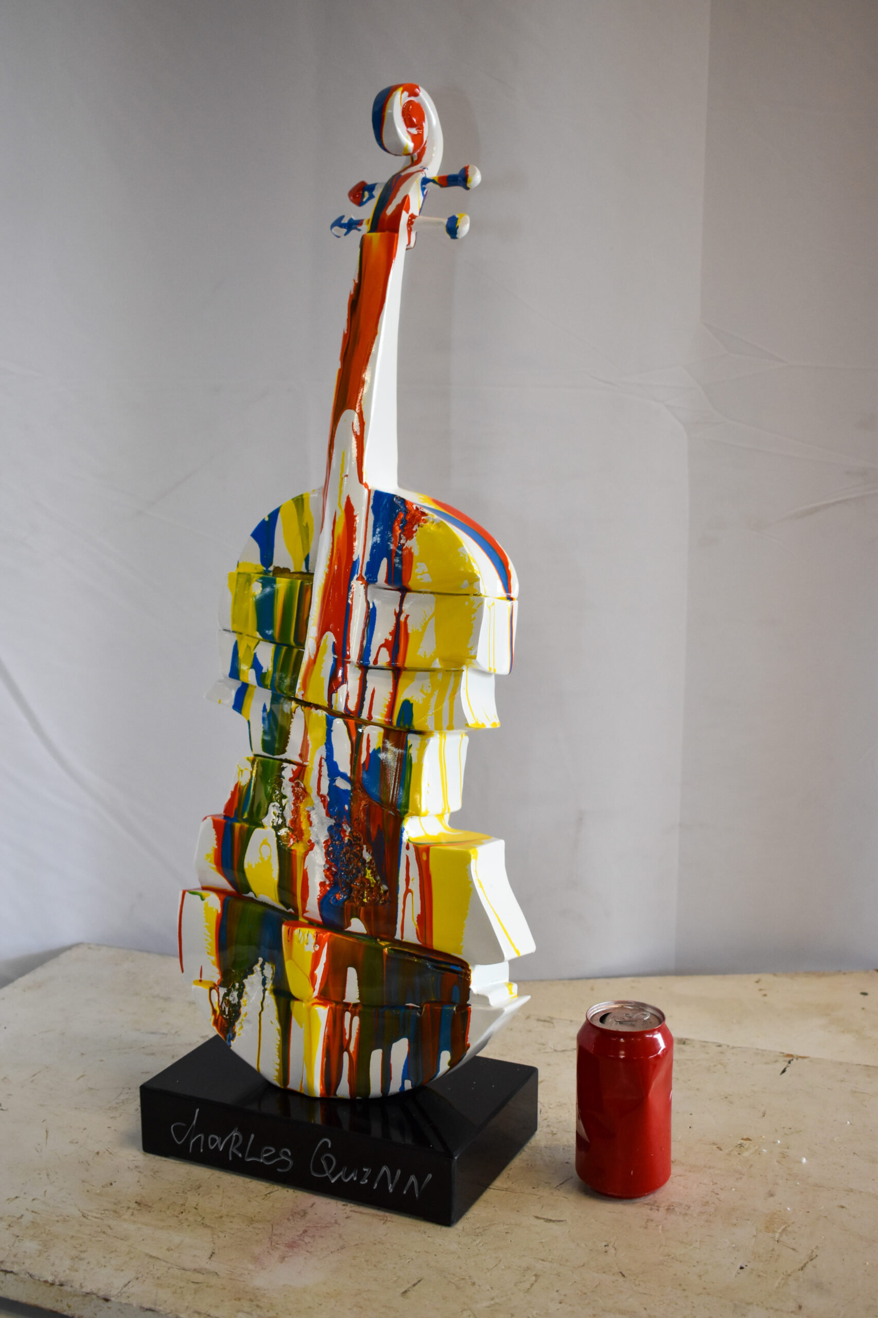 Wildon Home® Altamease Artistic Graffiti Colored Cello on Black Base ...