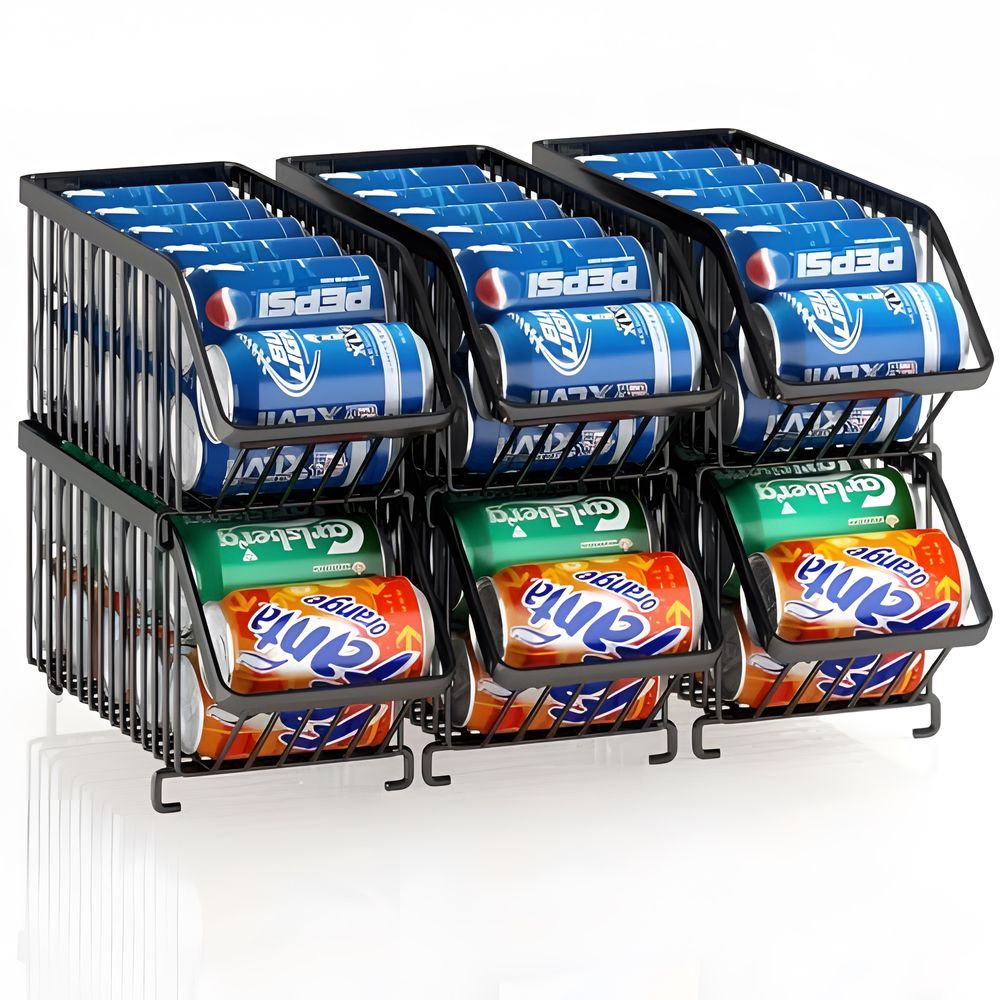 Prep & Savour 6 Pack Stackable Soda Can Organizer, Metal Beverage ...