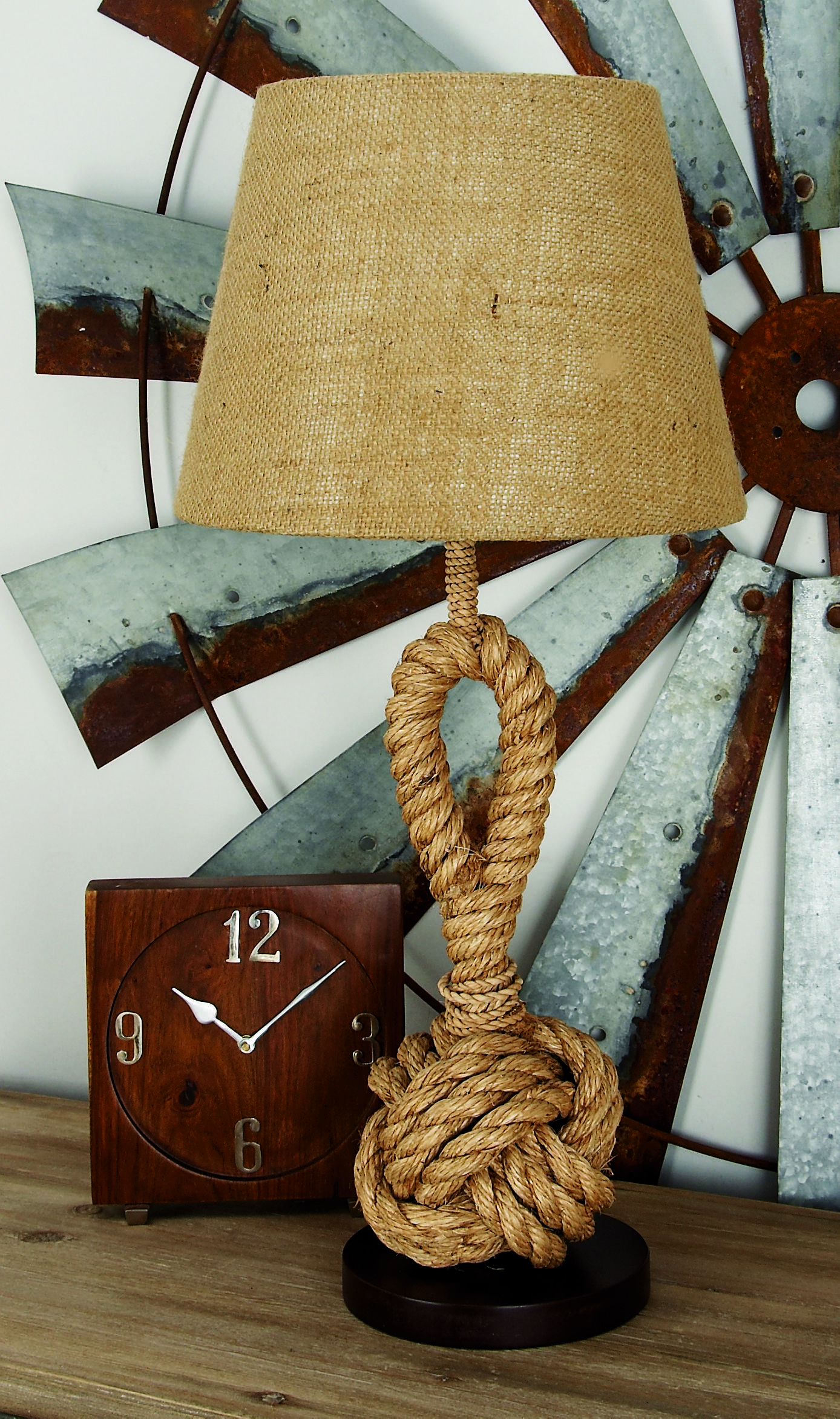 Breakwater Bay Jute Rope Twisted Rope Room Table Lamp with Linen Shade ...