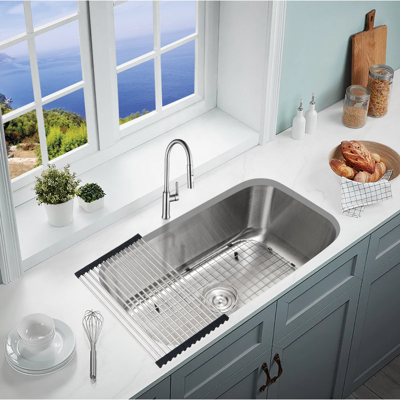 KBFmore 30 Inch Single Bowl Undermount Swirl Finish Classic Kitchen ...