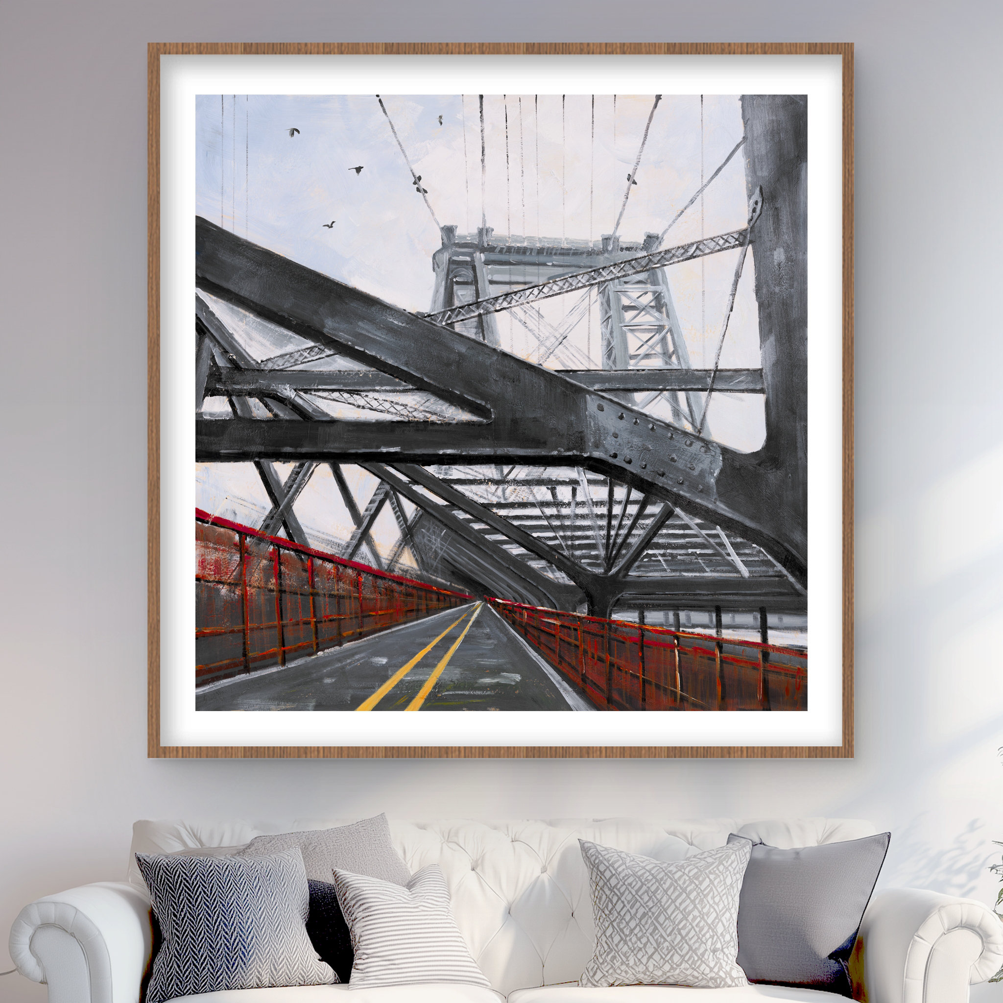 Lark Manor™ Bridge architecture - Livingroom Bridge framed matted print ...