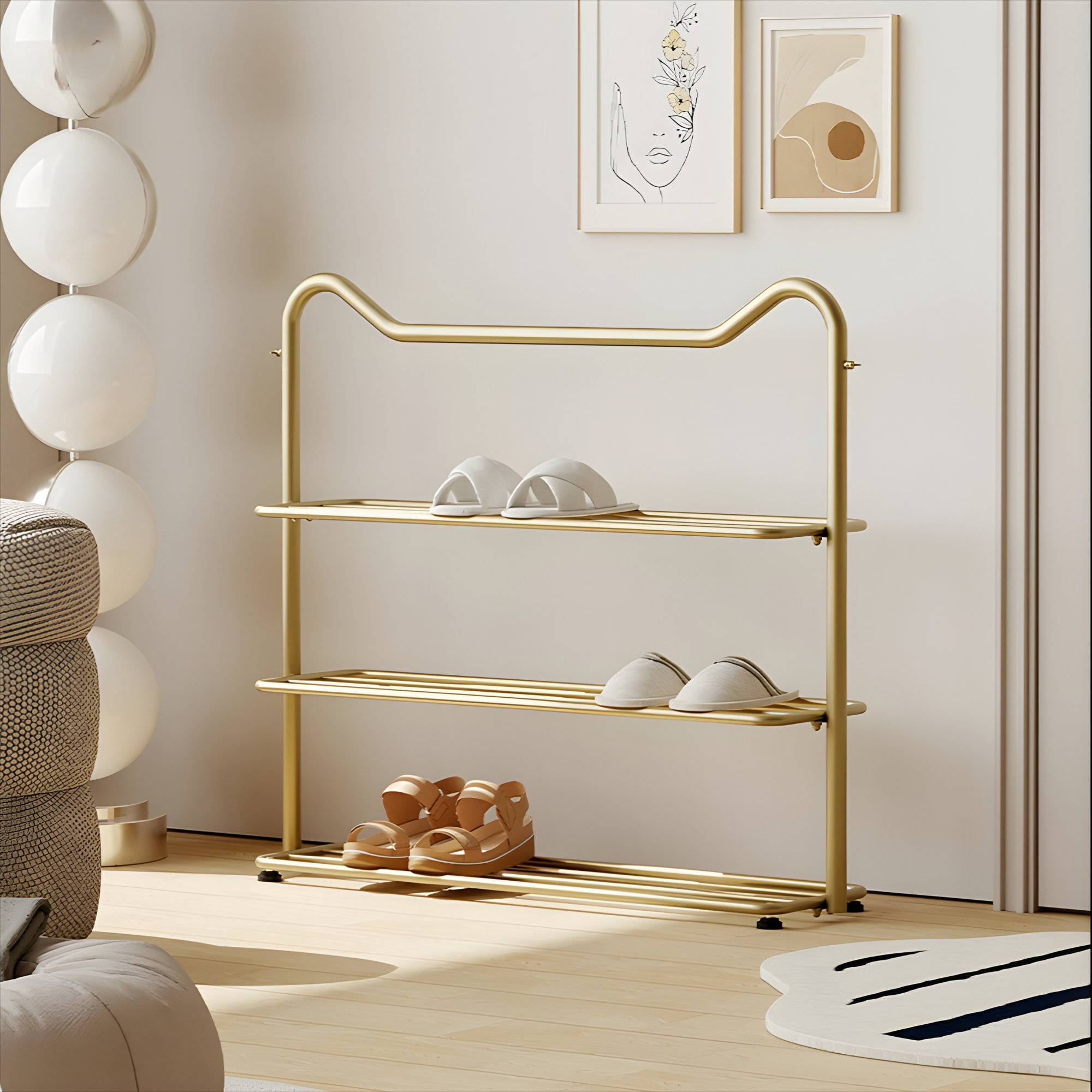 Everly Quinn Multi Layer Wrought Iron Shoe Rack For Household Use ...