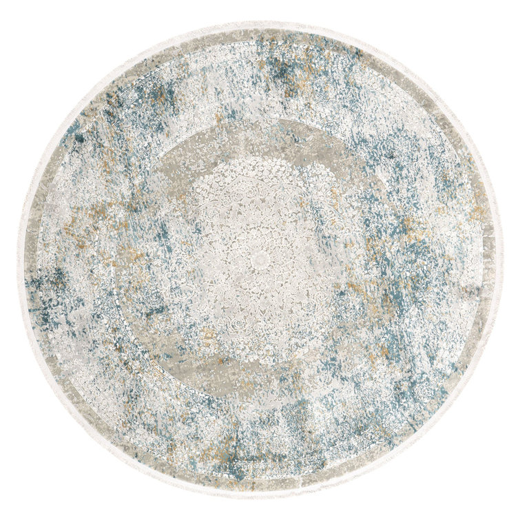 Touch & Relax Round Abstract Machine Woven Hand Knotted Area Rug ...