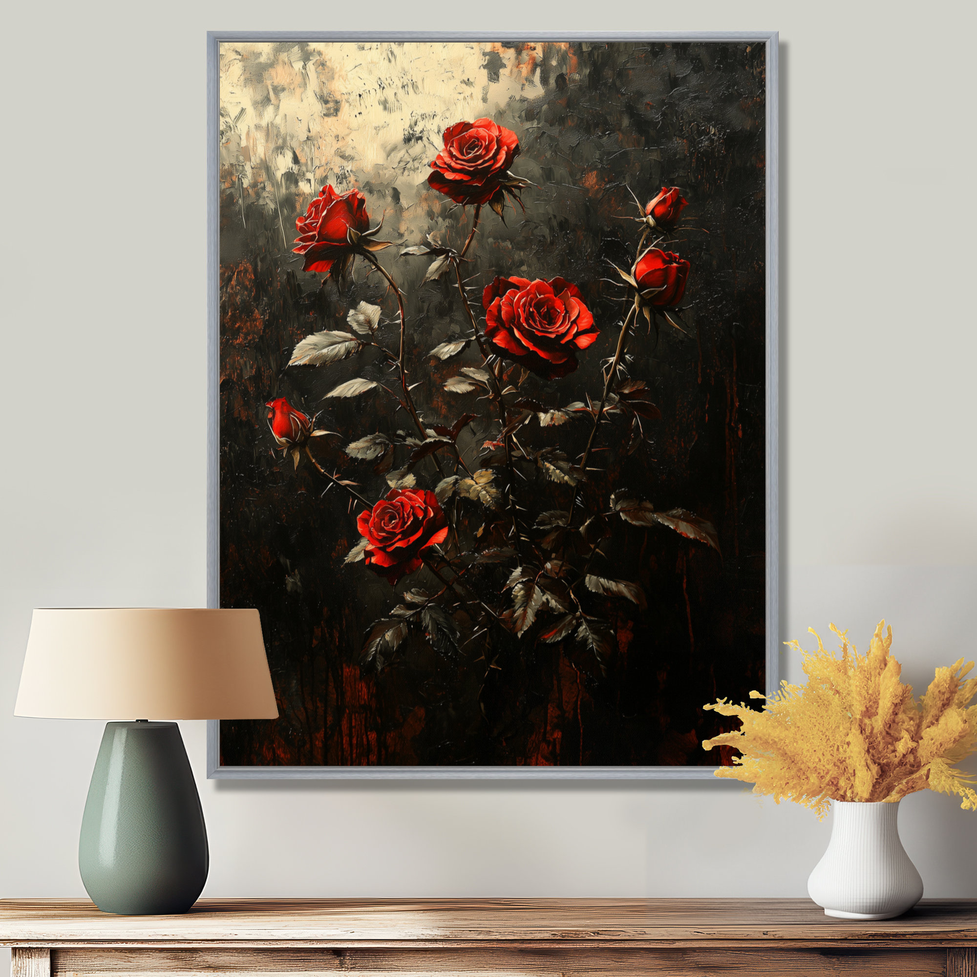 Winston Porter Blevins Abstract Dark Gothric Roses Bouquet II - Roses ...