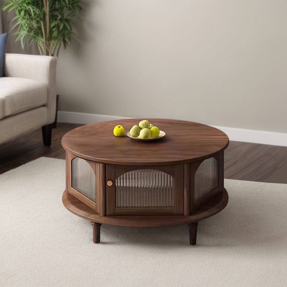EXCEEB Solid Wood Round Coffee Table Solid Wood Coffee Table | Wayfair