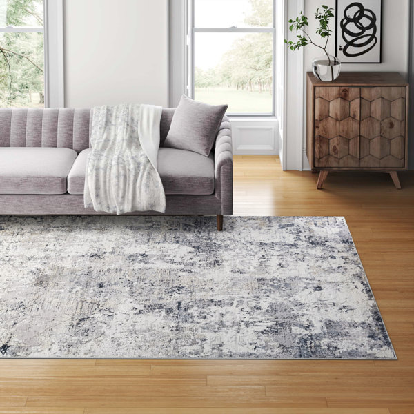 Mercury Row® Angeles Abstract Charcoal/Light Gray/Cream Area Rug ...