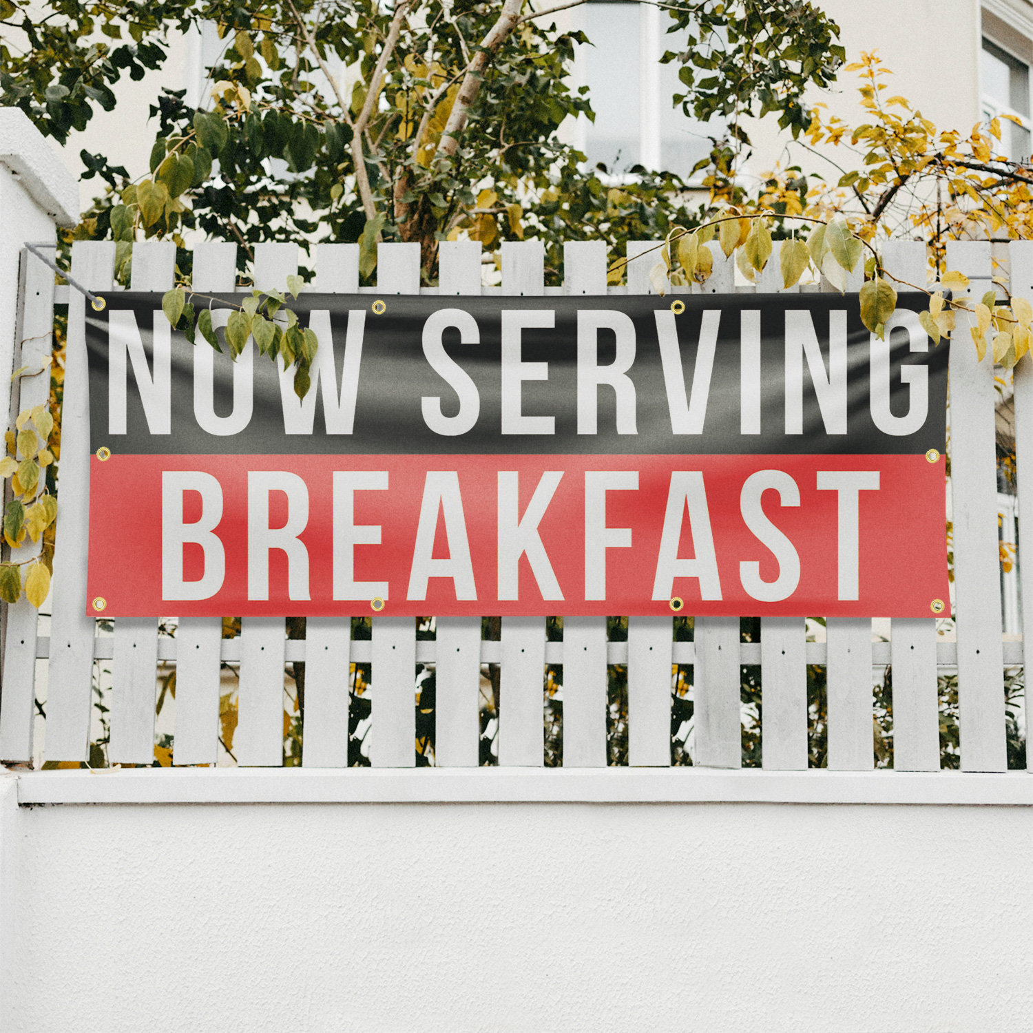 SignMission Now Serving Breakfast Banner Sign 36 Inch x 96 Inch | Wayfair