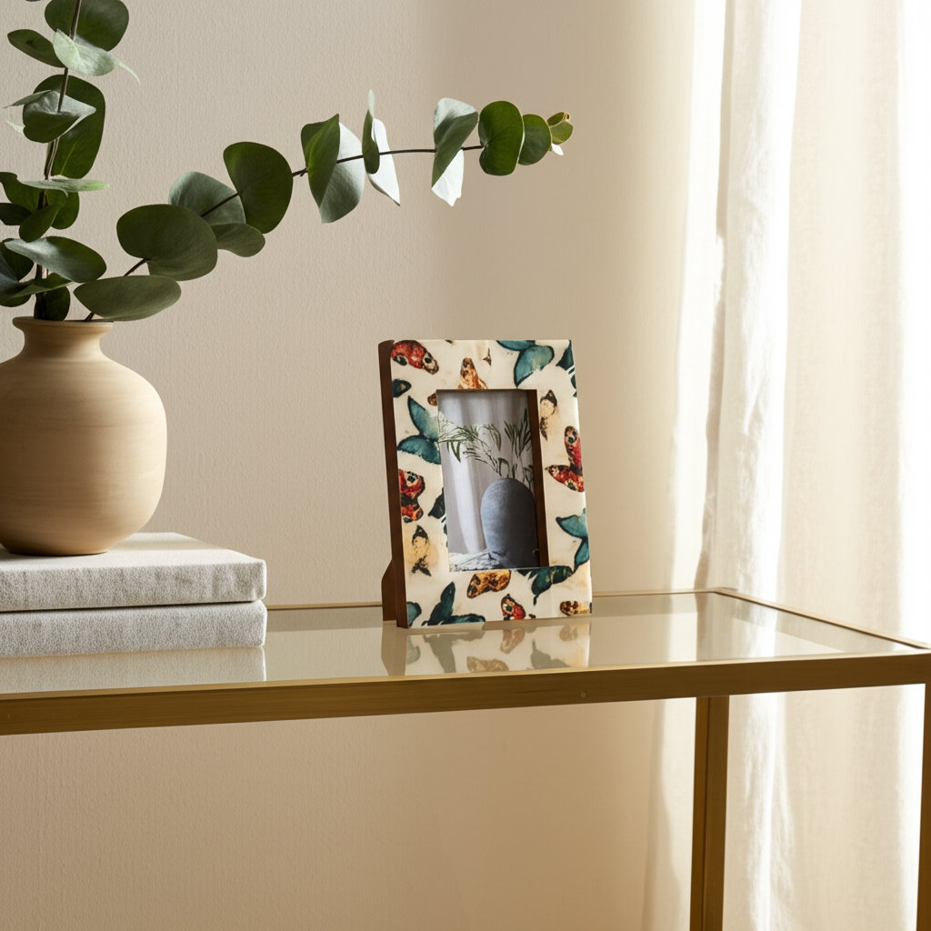 August Grove® Resin,Butterflies Photo Frame, Multi, Rectangle ...