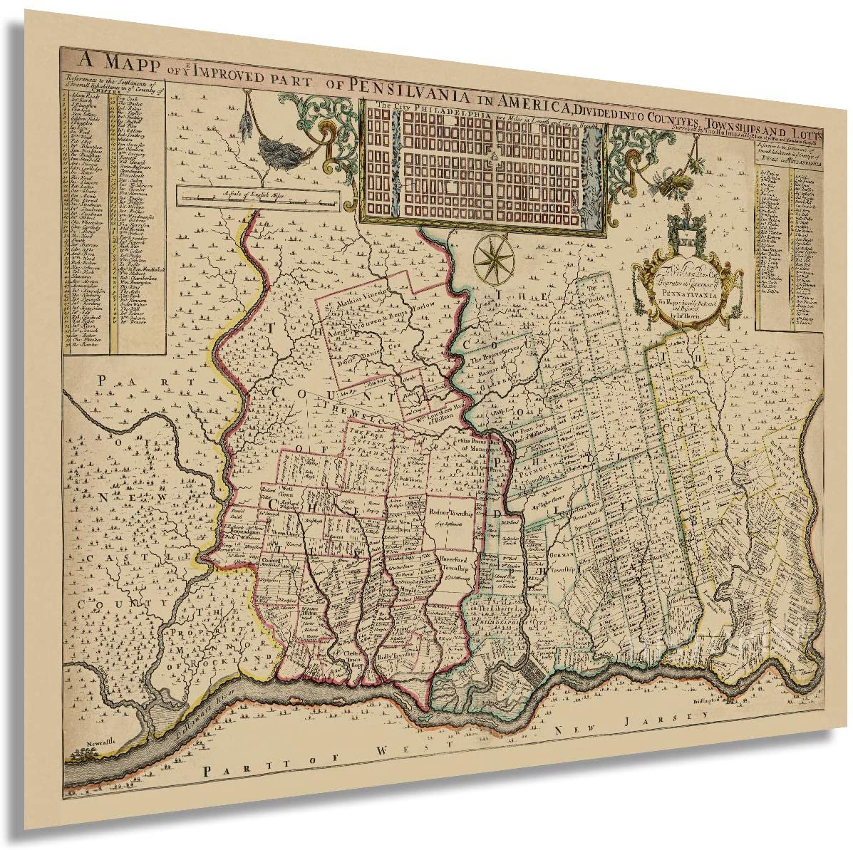 HISTORIC PRINTS HISTORIX Vintage 1687 Philadelphia Pennsylvania Map ...