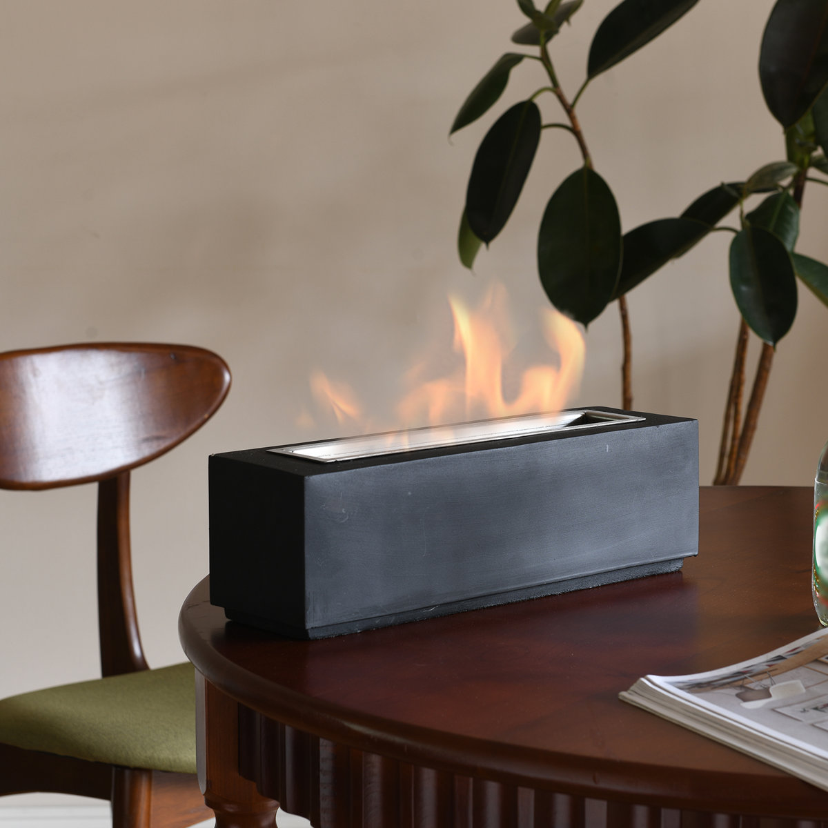 yatemate Large Rectangle Tabletop Firepit Concrete Tabletop Fireplace ...