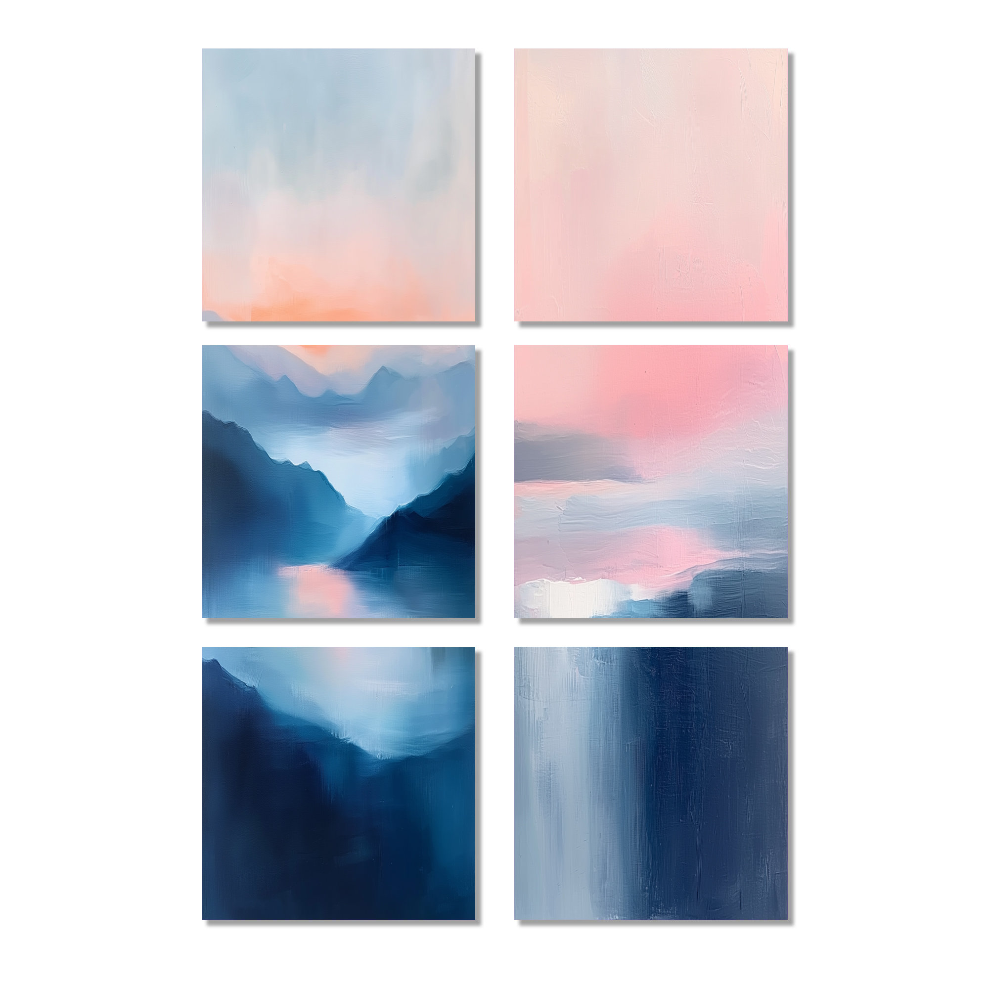 Latitude Run® Pink Mountain Mist At Dawn - Abstract Line Art Wall Art ...
