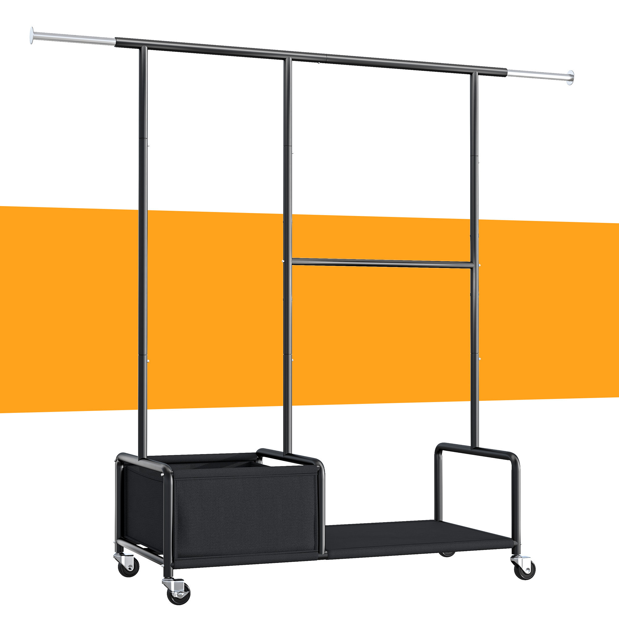 Latitude Run® 72.8"h Clothes Rack With Wheels Portable Closet Rack For ...