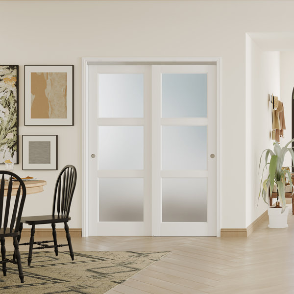 DOOOLI 2 MDF Interior Slab Doors with Aluminium Hardware Bypass Sliding ...