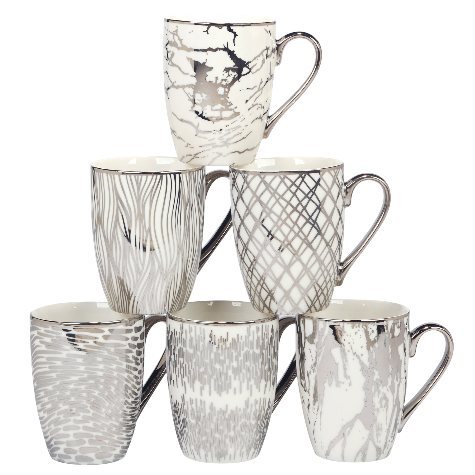 Certified International Silver Set of 6 Plated Tapered Mugs 16ox asst ...