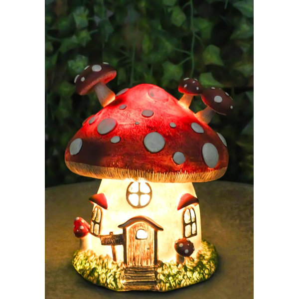 August Grove® Fairy Garden Giant Toadstool Mushrooms Cottage House With ...