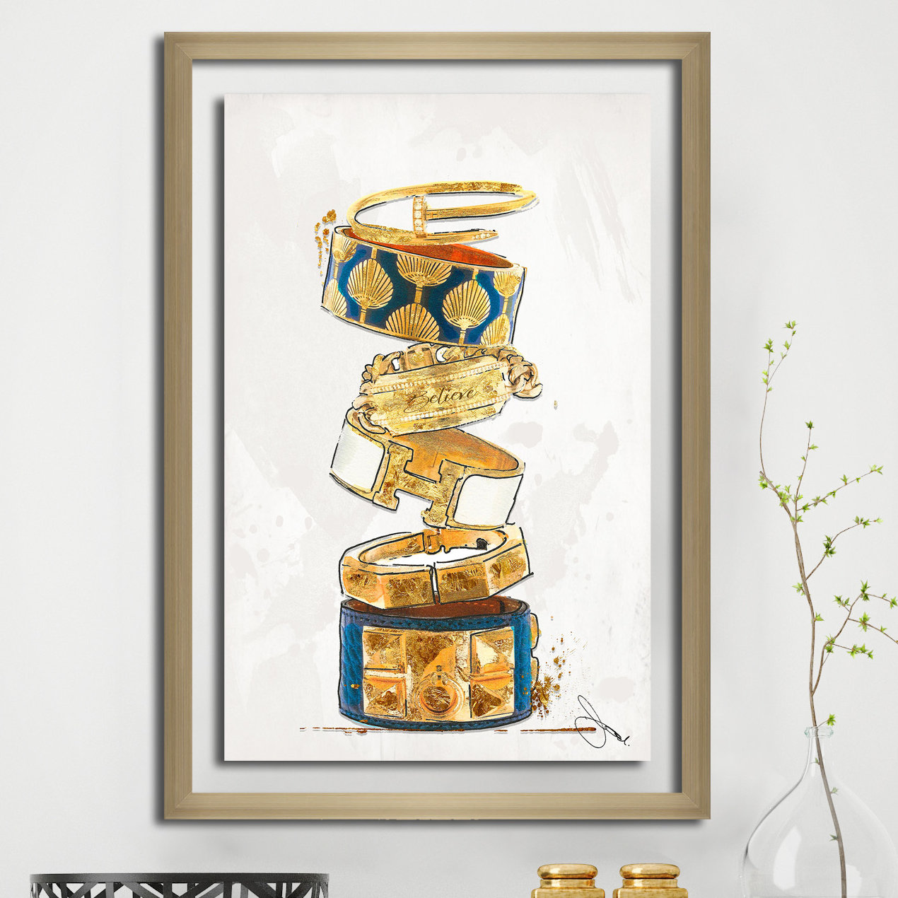 Picture Perfect International 'Pure Gold' Graphic Art Print on Canvas ...