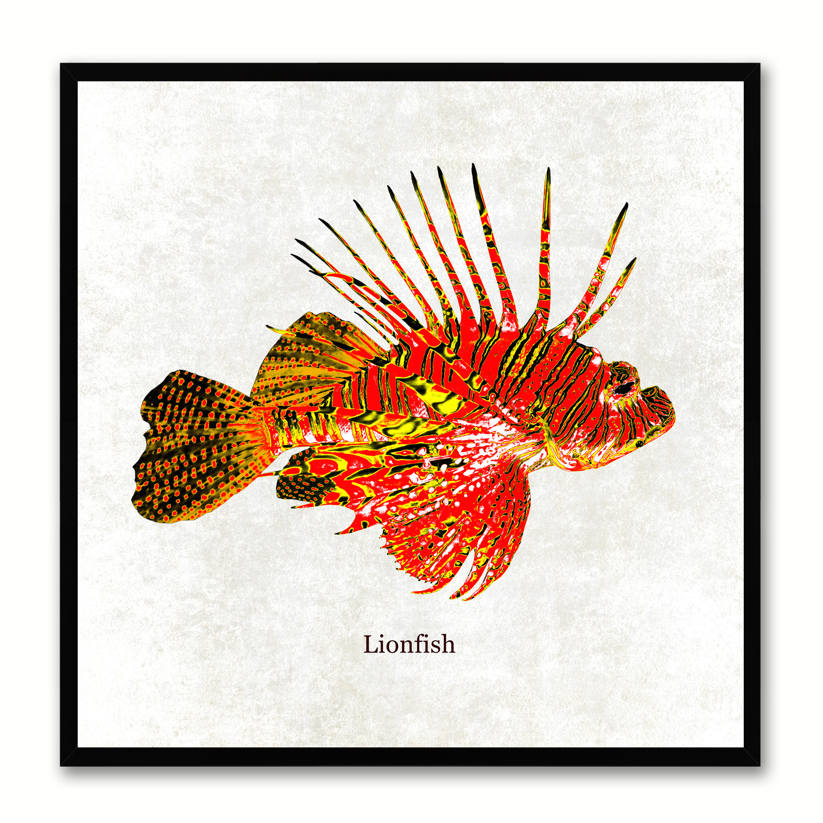 Highland Dunes Lionfish Animal White Print on Canvas with Picture Frame ...