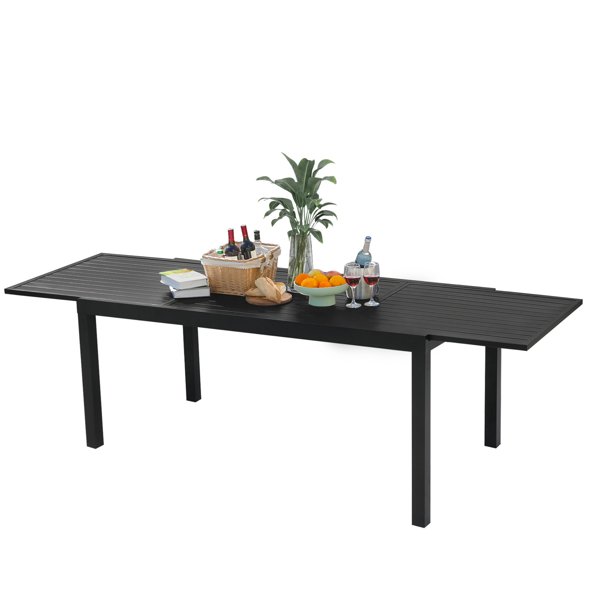 Latitude Run® Extendable All Aluminum Dining Table Outdoor Furniture ...