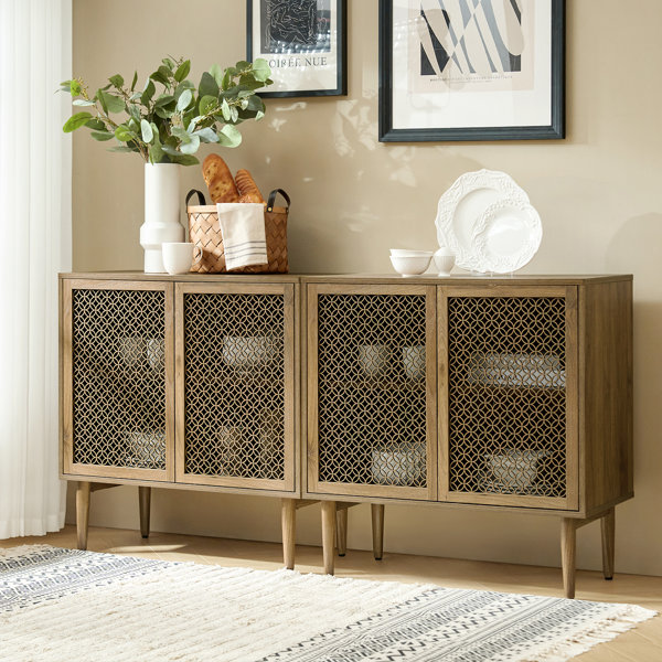 Dakota Fields Dutes 32"Tall Built-in LED Lights Hollow-carved 2-Door ...